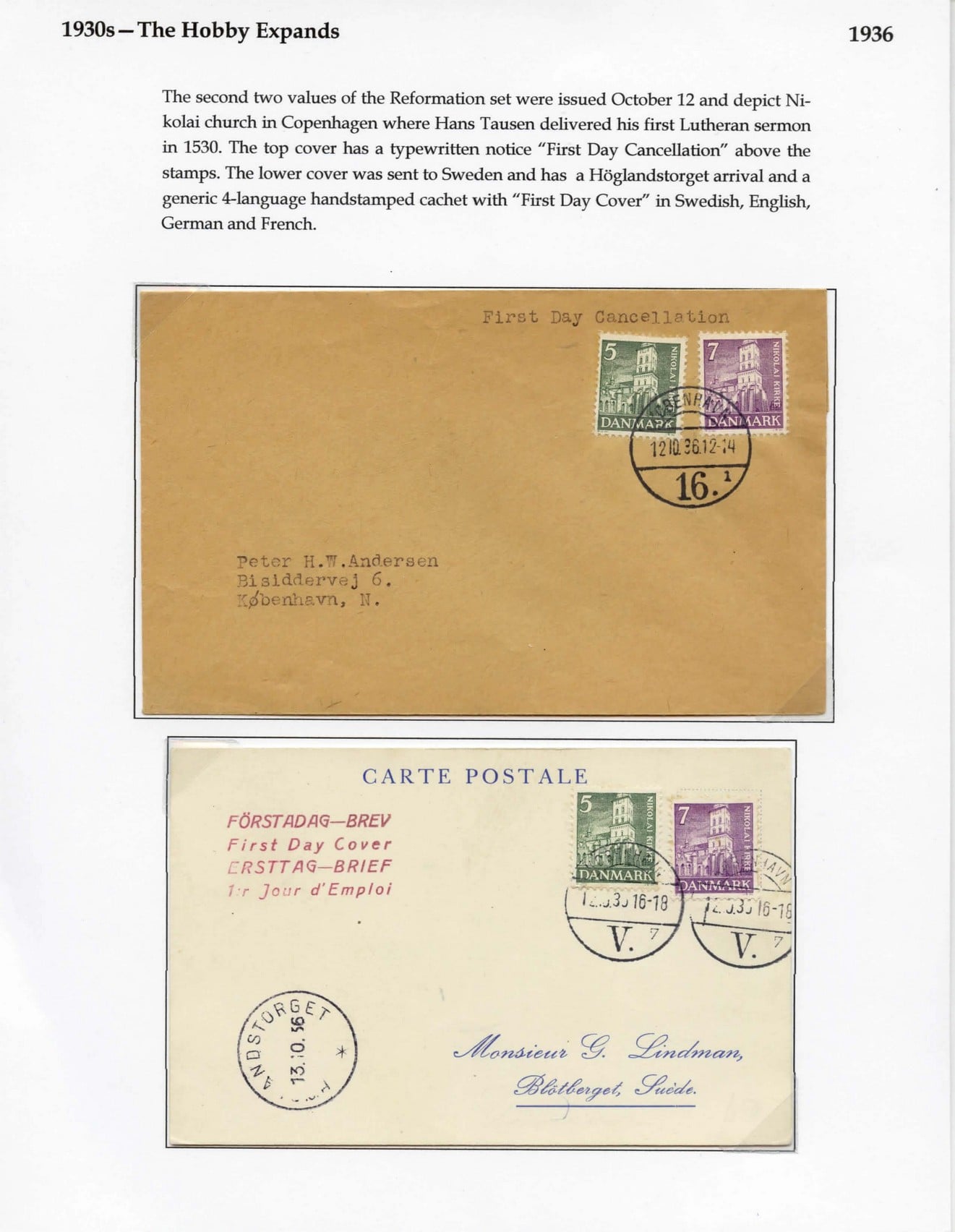 Denmark Birth Certificates, Commemorative First Day Covers 1920 – 1949 ...