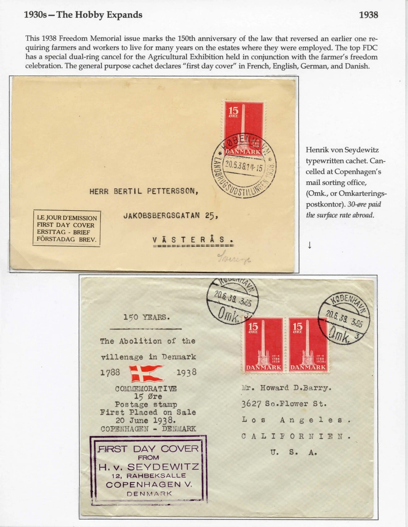 Denmark Birth Certificates, Commemorative First Day Covers 1920 – 1949 ...