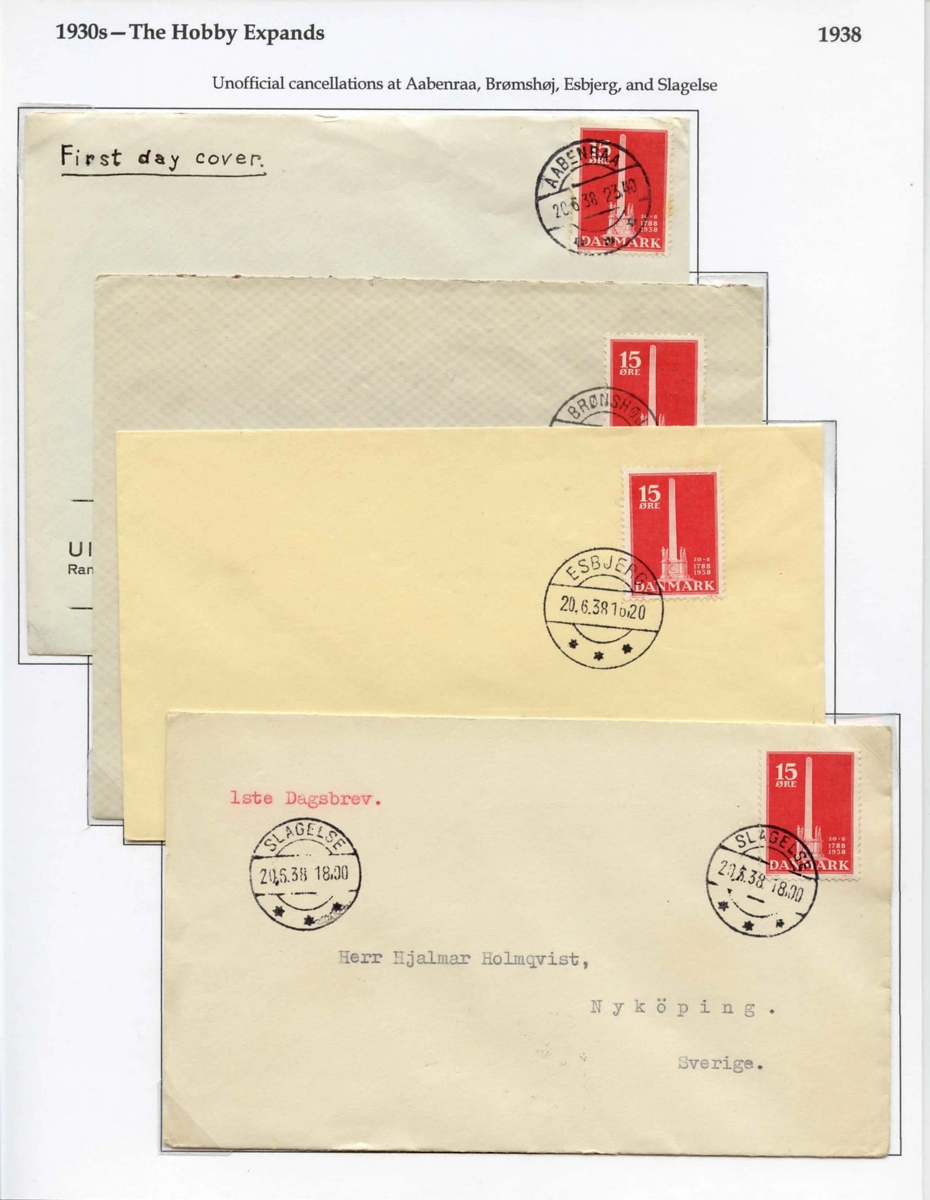 Denmark Birth Certificates, Commemorative First Day Covers 1920 – 1949 ...