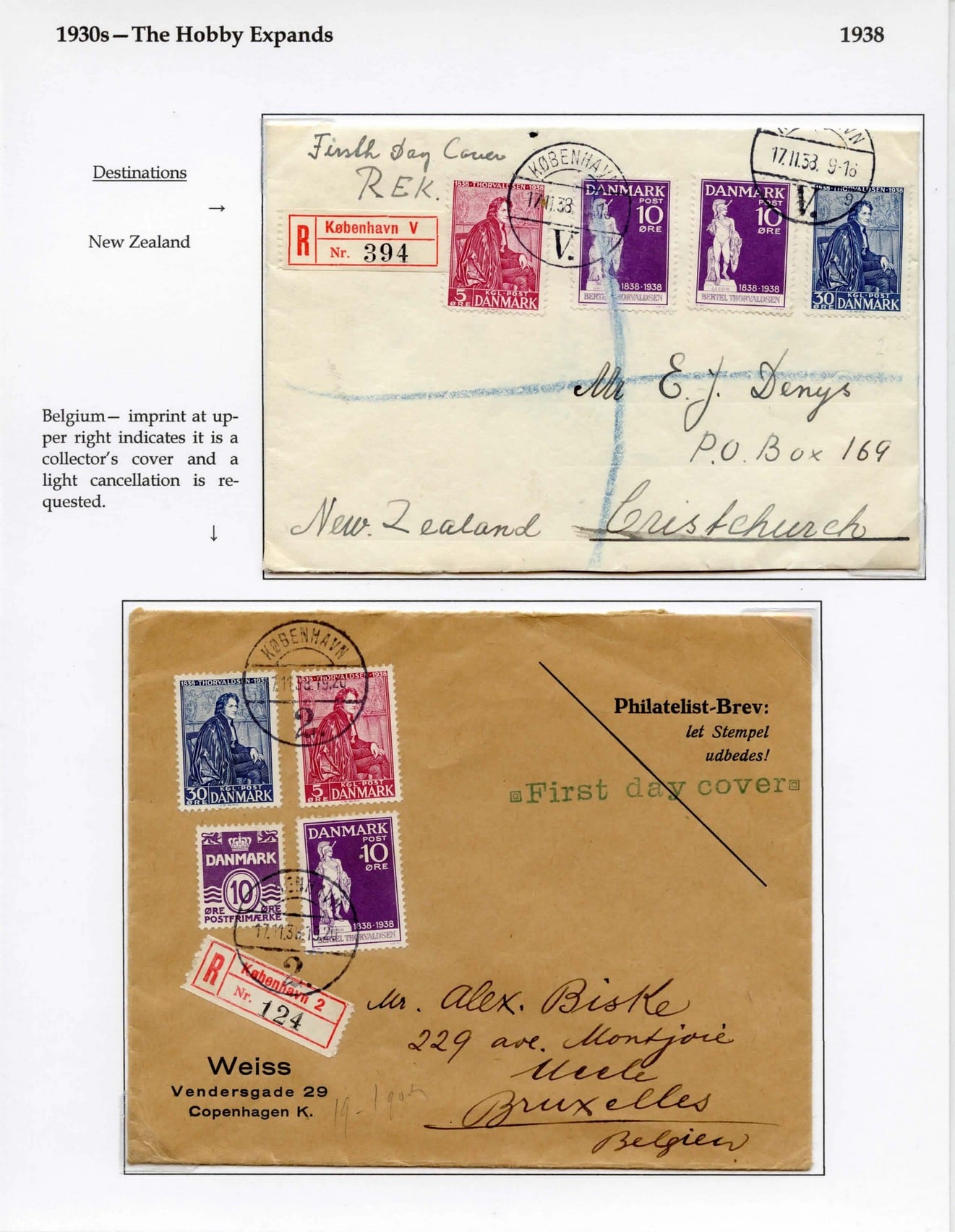 Denmark Birth Certificates, Commemorative First Day Covers 1920 – 1949 ...