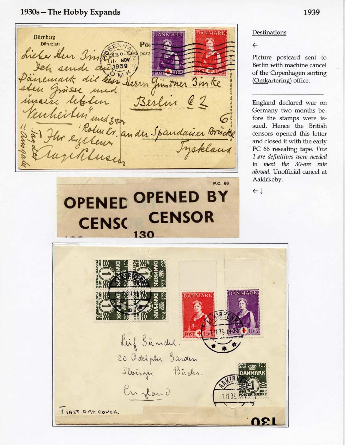 Denmark Birth Certificates, Commemorative First Day Covers 1920 – 1949 ...