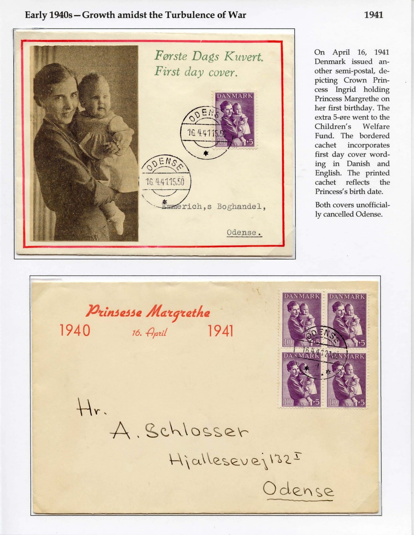Denmark Birth Certificates, Commemorative First Day Covers 1920 – 1949 ...