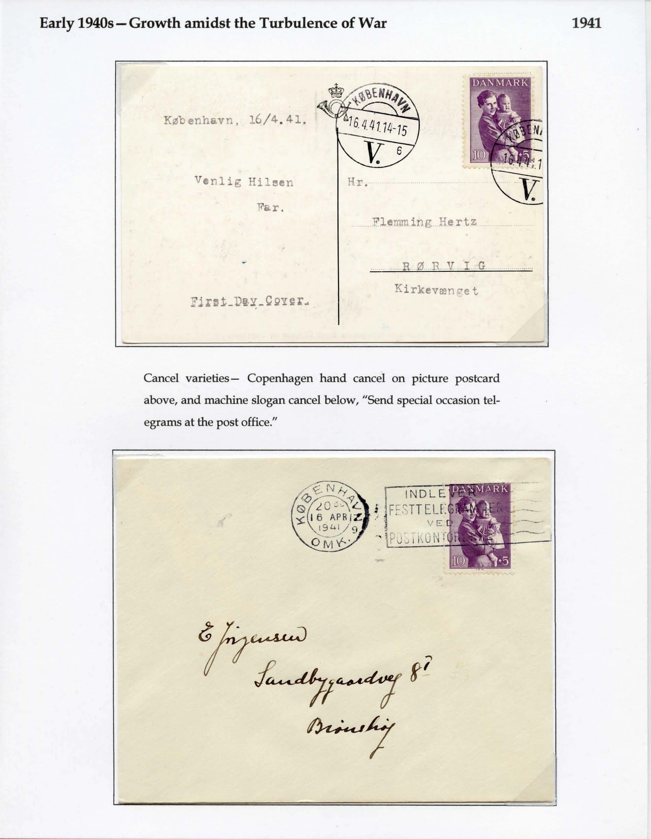 Denmark Birth Certificates, Commemorative First Day Covers 1920 – 1949 ...