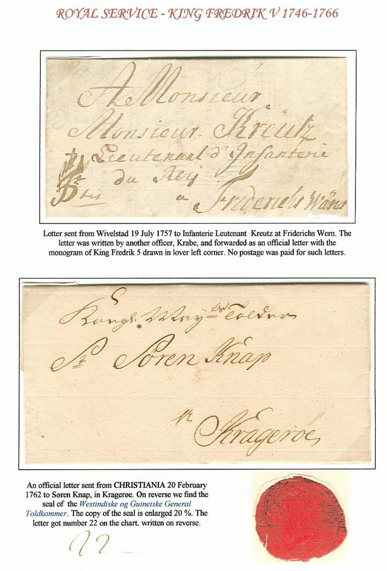 Letters in the 1700´s handled by Norwegian post or forwarded by courier ...