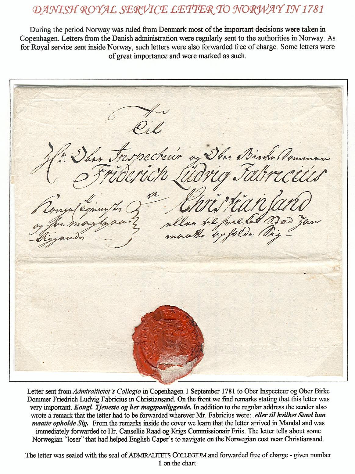 Letters in the 1700´s handled by Norwegian post or forwarded by courier ...