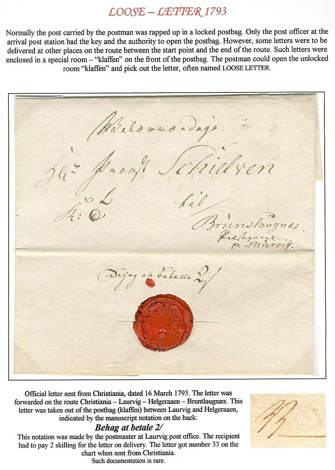 Letters in the 1700´s handled by Norwegian post or forwarded by courier ...