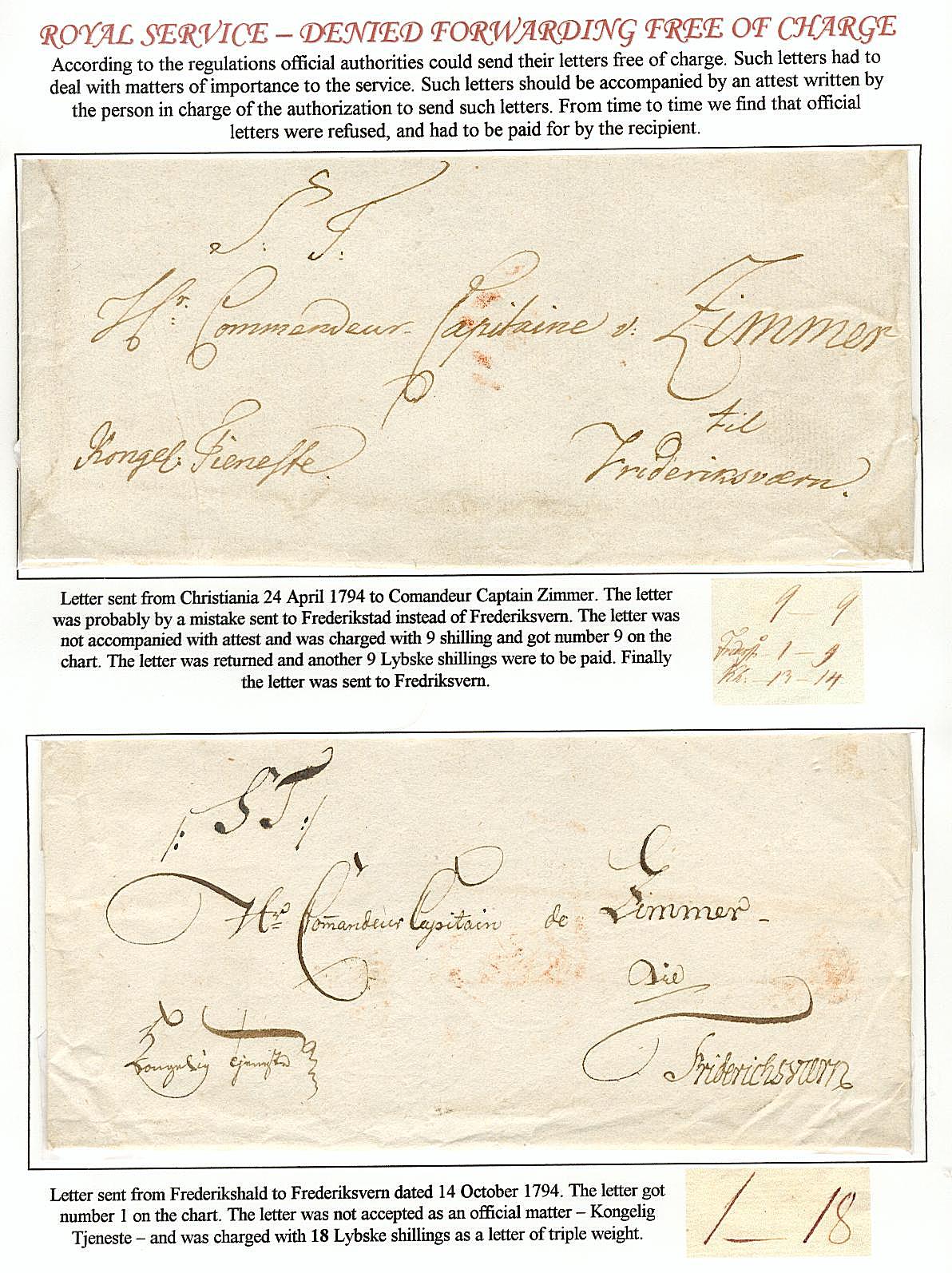 Letters in the 1700´s handled by Norwegian post or forwarded by courier ...