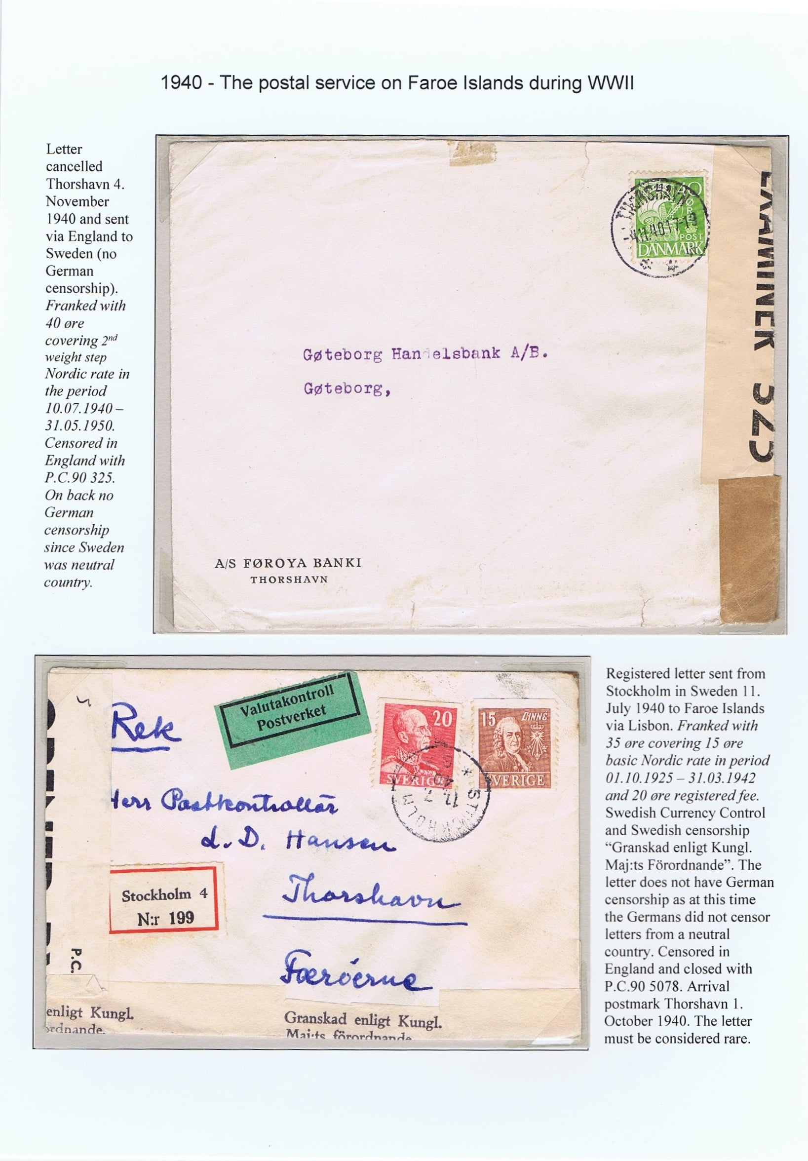 The postal service on Faroe Islands during WWII | Dansk Posthistorisk ...
